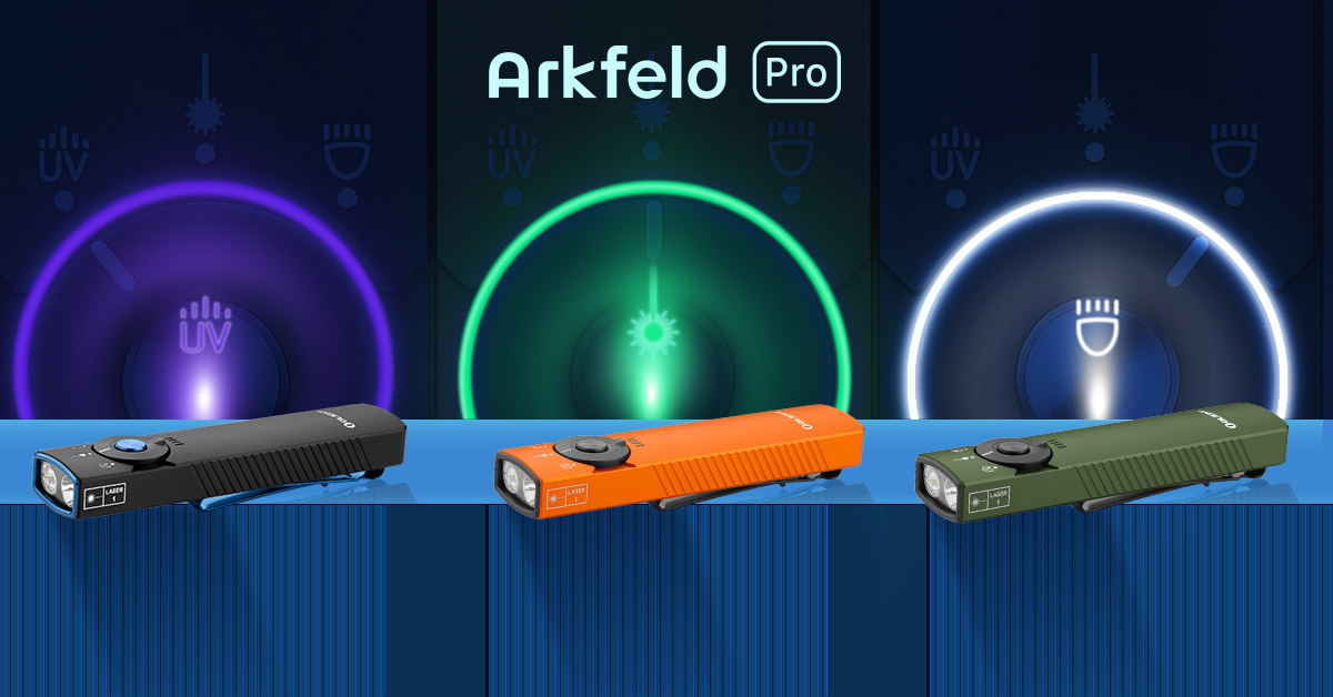 Die drei Lichtquellen von Arkfeld Pro: UV-Licht, grüner Laser und ...